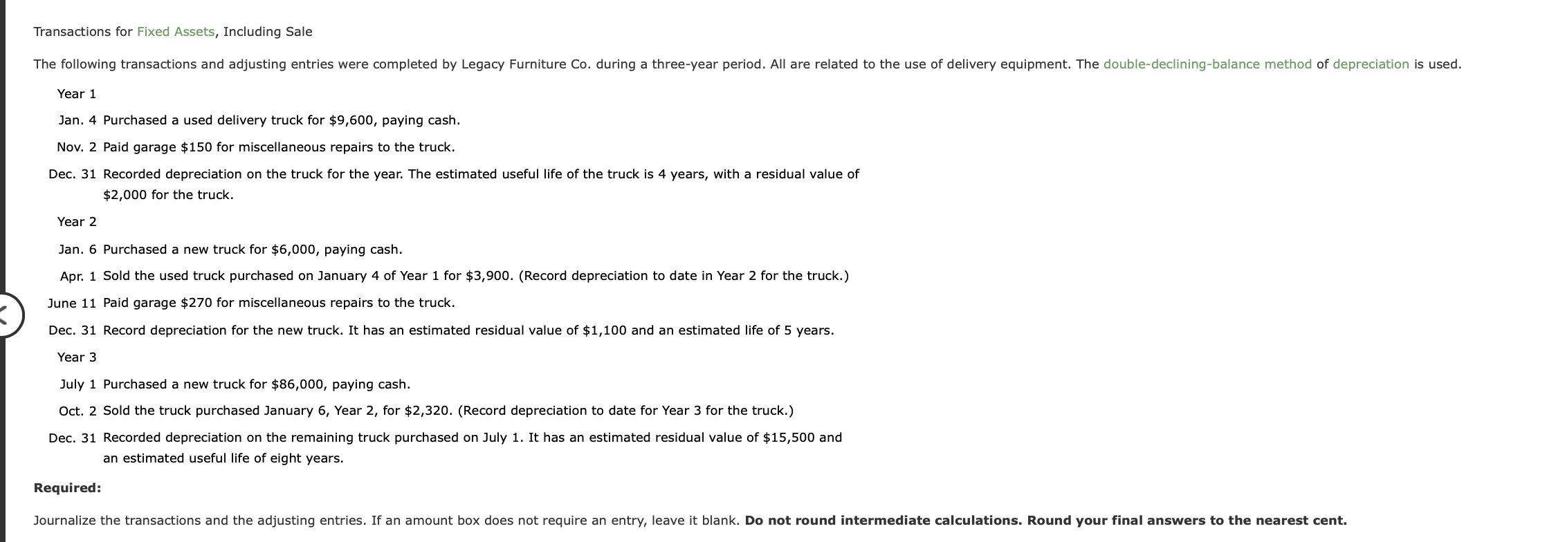 Solved Transactions for Fixed Assets, including Sale The | Chegg.com