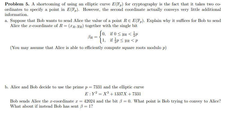 Problem 5. A shortcoming of using an elliptic curve | Chegg.com