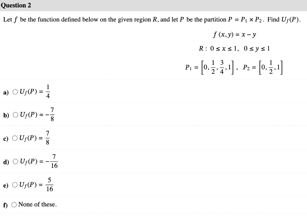 Solved Let f be the function defined below on the given | Chegg.com