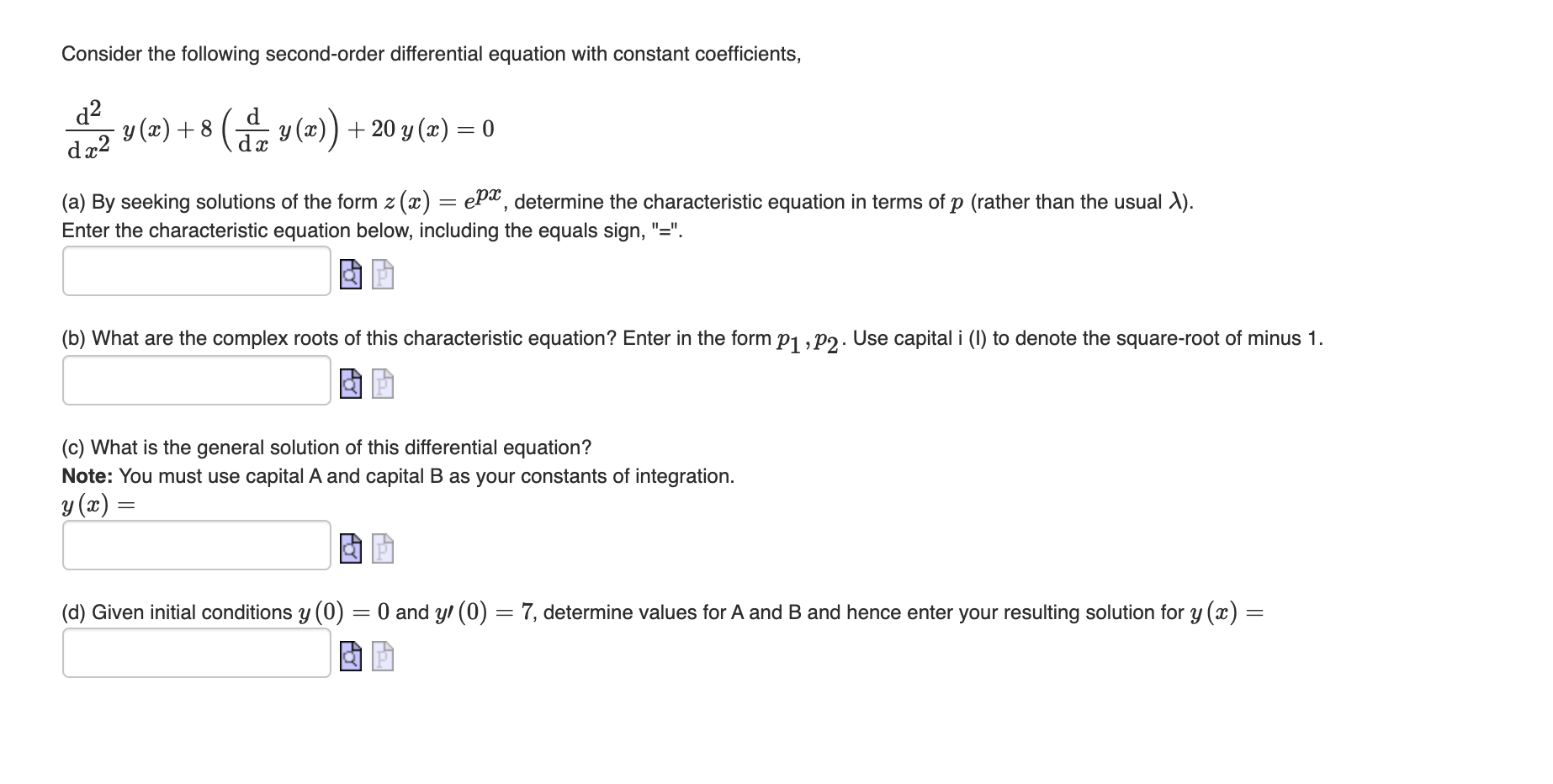Solved Consider the following second-order differential | Chegg.com