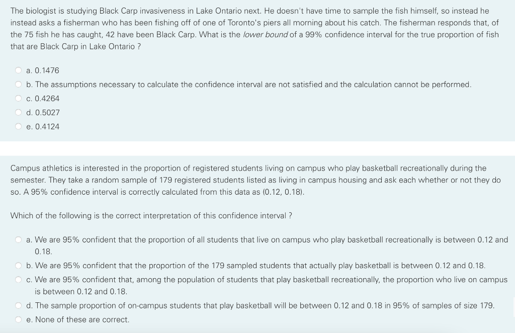 Solved The biologist is studying Black Carp invasiveness in | Chegg.com