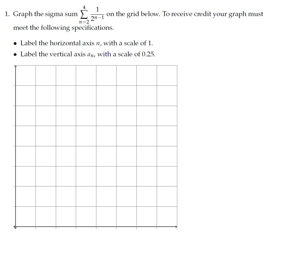 Solved 1 1. Graph the sigma sum 2n-1 on the grid below. To | Chegg.com