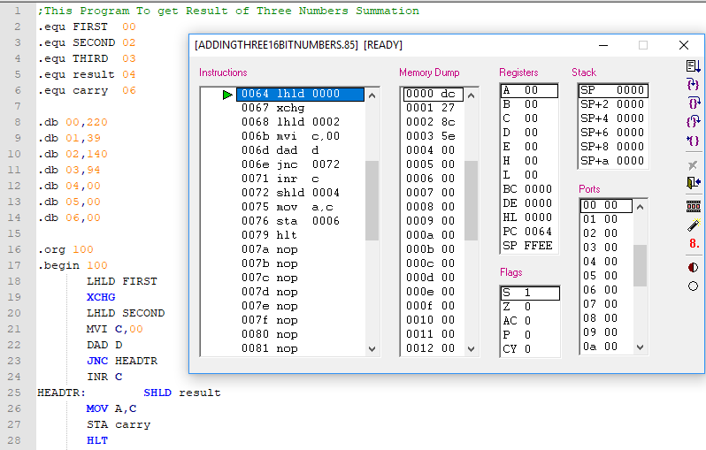 Solved Edit question in assembly program 8085 simulator | Chegg.com