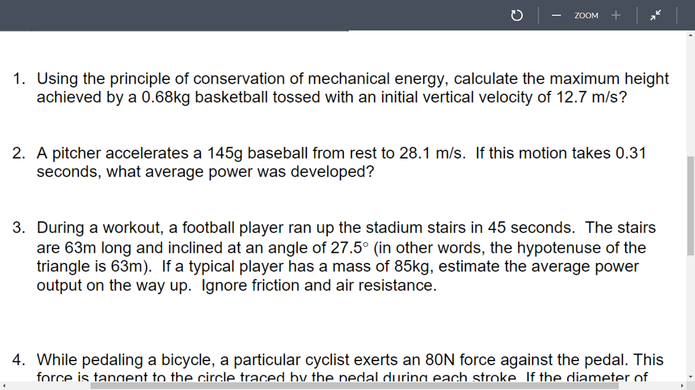 Solved 1. Using the principle of conservation of mechanical | Chegg.com
