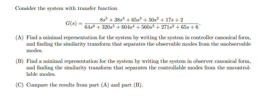 Solved Consider the system with transfer | Chegg.com