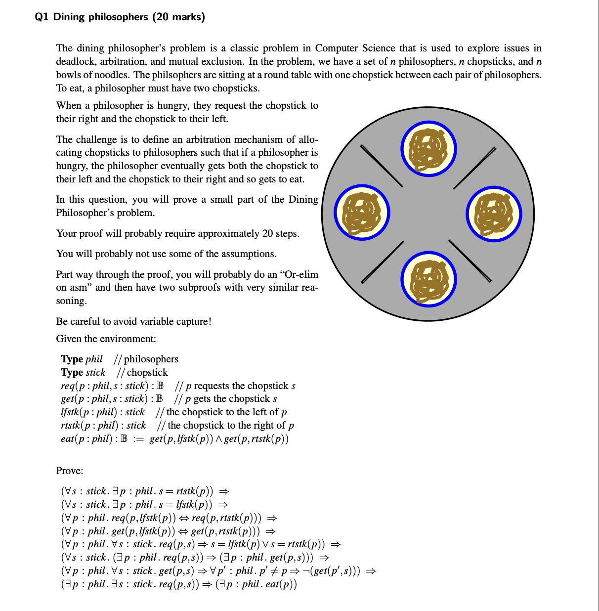 Solved Dining Philosophers - ﻿Discrete Math and Logic 1Q1 | Chegg.com