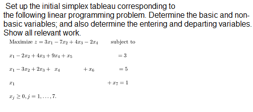 Solved Set up the initial simplex tableau corresponding to | Chegg.com
