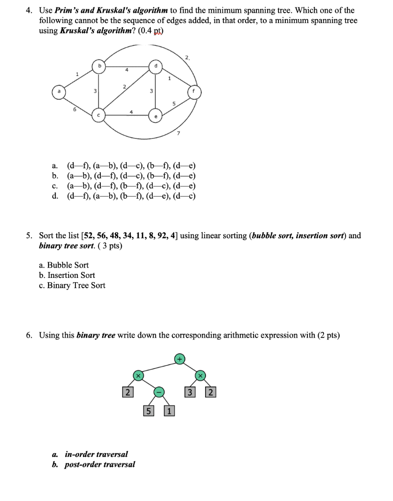3. (1.6pts) a. Consider the graph given above. Use | Chegg.com