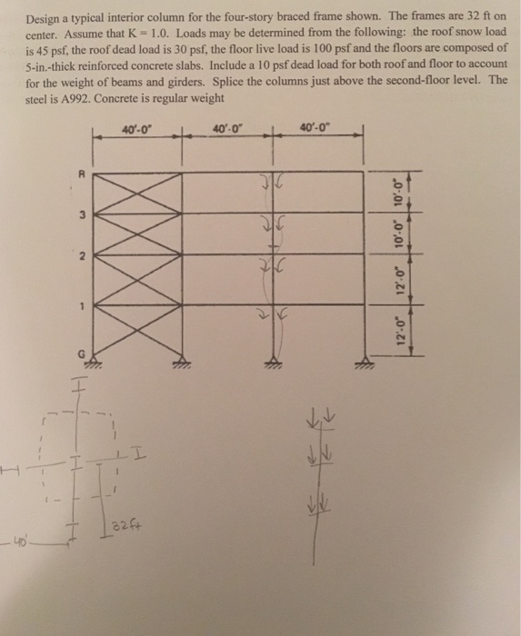 Design a typical interior column for the four-story | Chegg.com