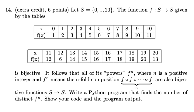 Solved 4. (extra credit, 6 points) Let S={0,..,20}. The | Chegg.com