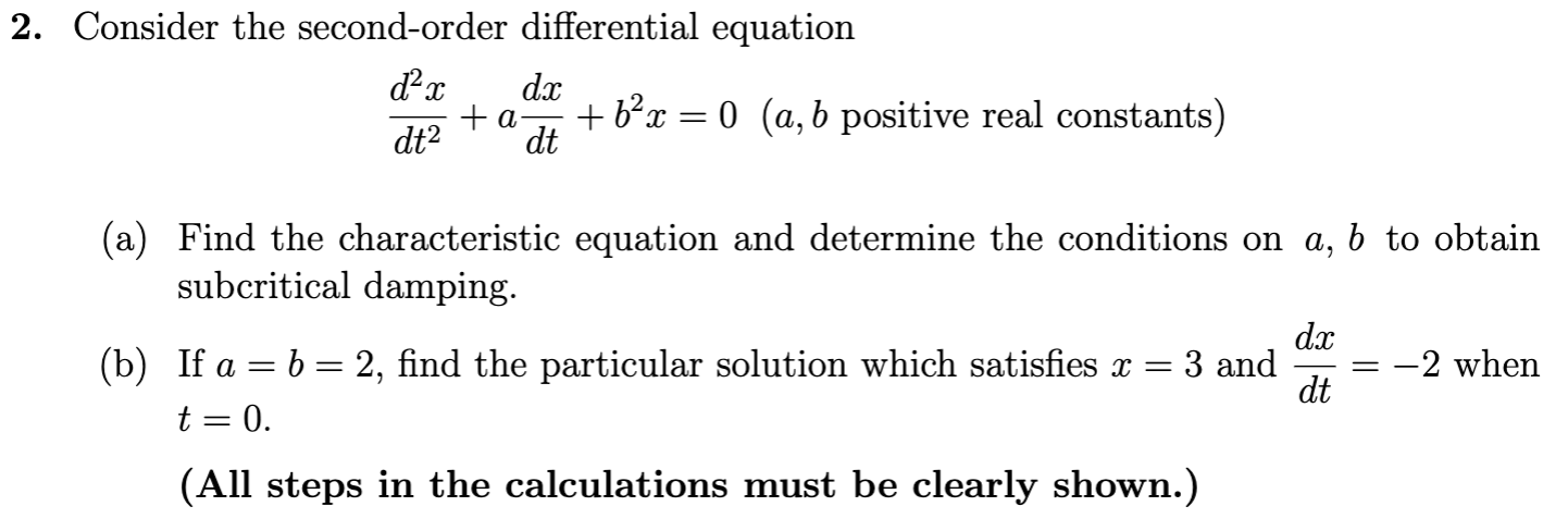 Solved 2. Consider the second-order differential equation | Chegg.com