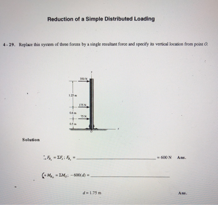 Solved Reduction of a Simple Distributed Loading 4-29. | Chegg.com