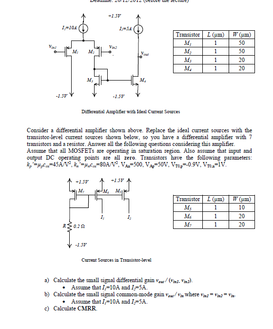 [Solved]: Differential Amplifier with Ideal Current Sources