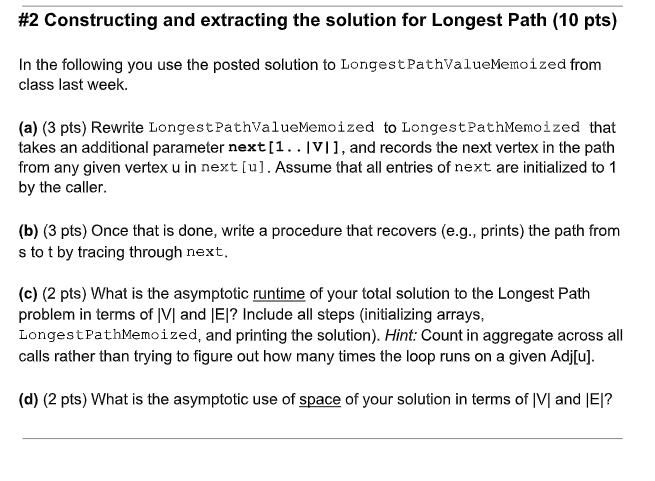#2 Constructing and extracting the solution for | Chegg.com