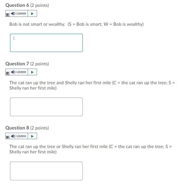 Put the sentences in symbolic form. Use the capital | Chegg.com