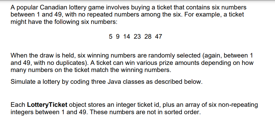 Solved Code your LotteryTicket class to be consistent with | Chegg.com