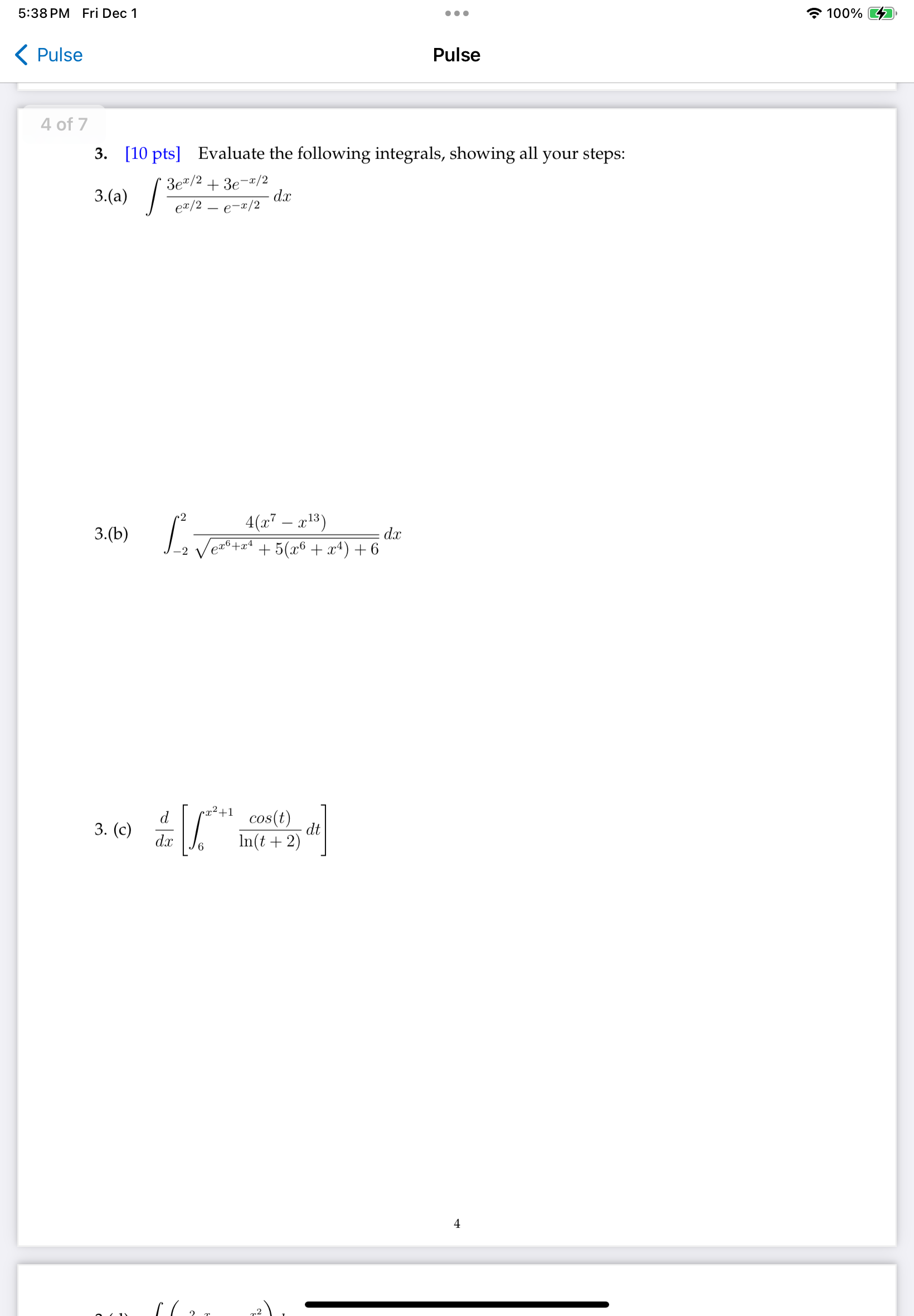 Solved 3. [10 pts] Evaluate the following integrals, showing | Chegg.com