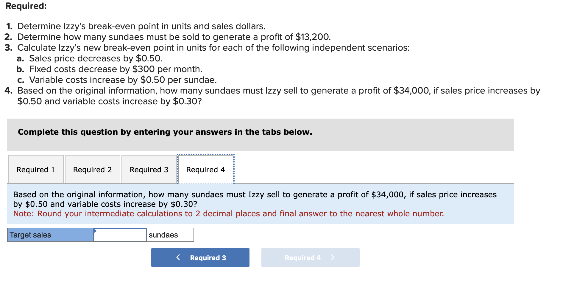 Solved 1. Determine Izzy's break-even point in units and | Chegg.com