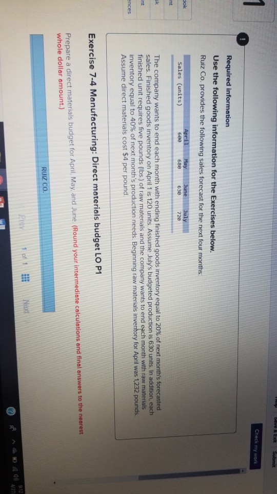 Solved Check my work Required information Use the following | Chegg.com