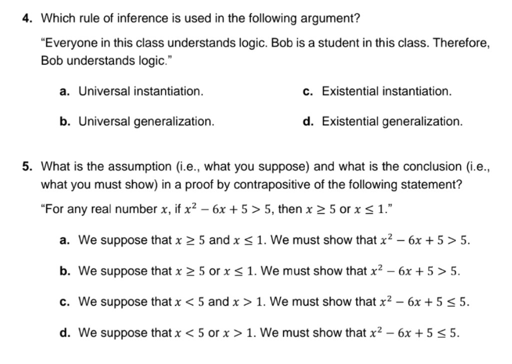 Solved 4. Which rule of inference is used in the following | Chegg.com