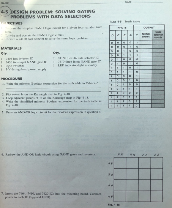 Solved DATE NAME 4-5 DESIGN PROBLEM: SOLVING GATING PROBLEMS | Chegg.com