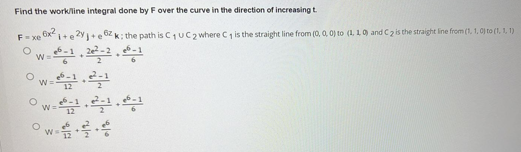 Solved Find the work/line integral done by F over the curve | Chegg.com