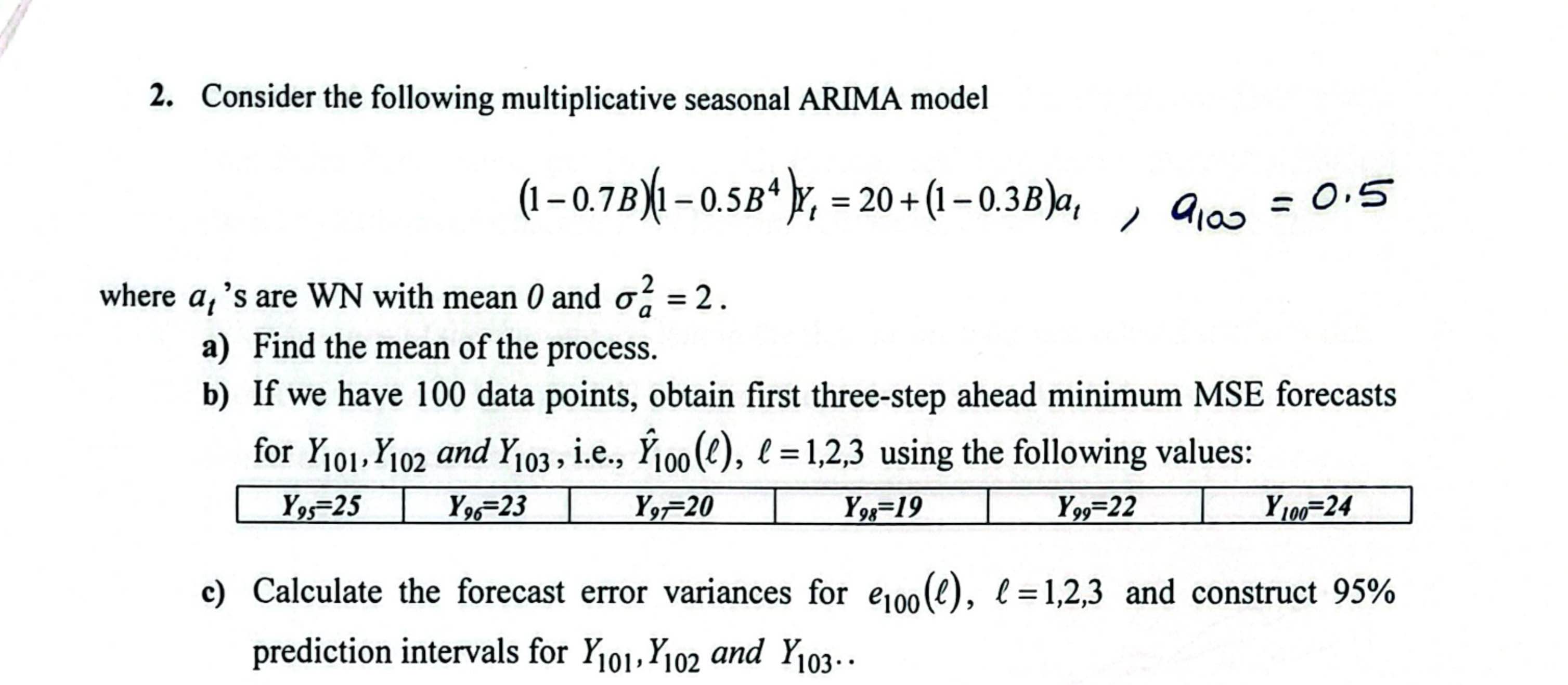 Solved Consider the following multiplicative seasonal ARIMA | Chegg.com