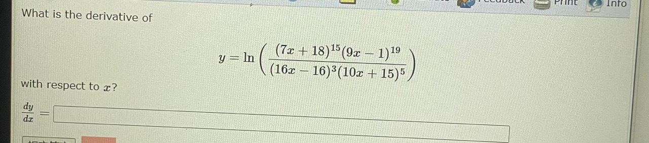 Solved What is the derivative of with respect to x ? | Chegg.com