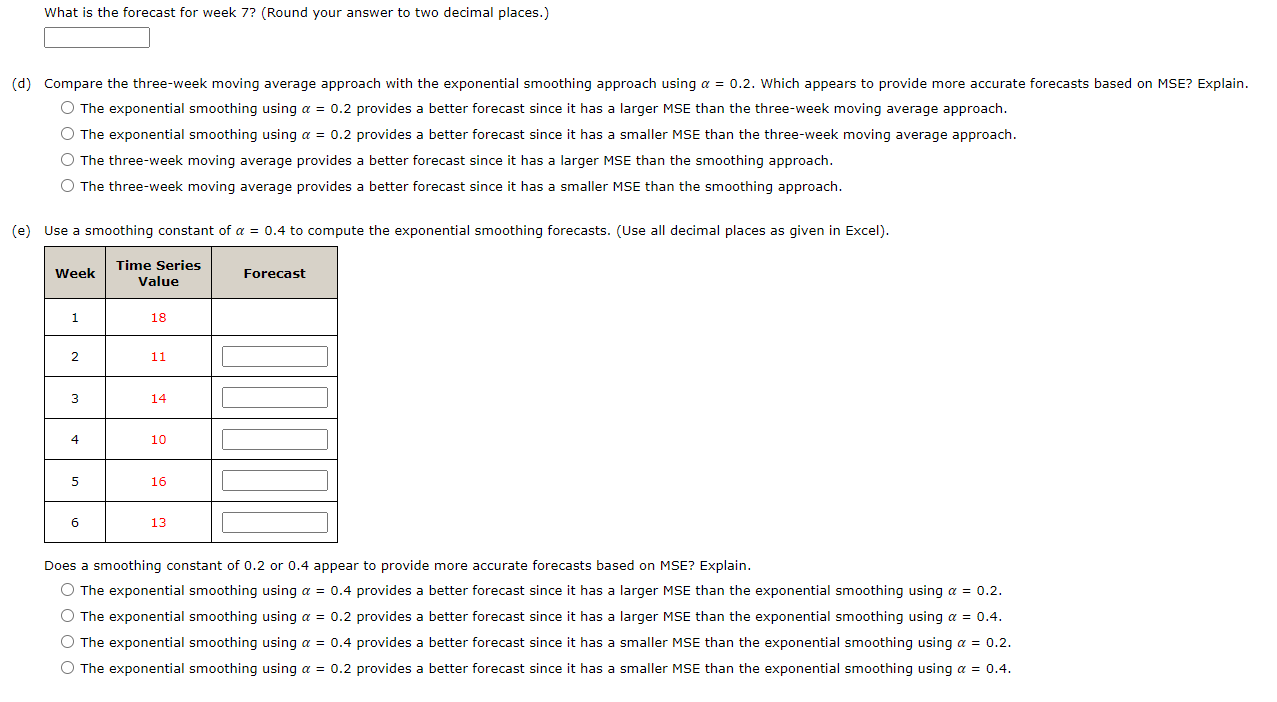Solved Consider the following time series data. (a) | Chegg.com