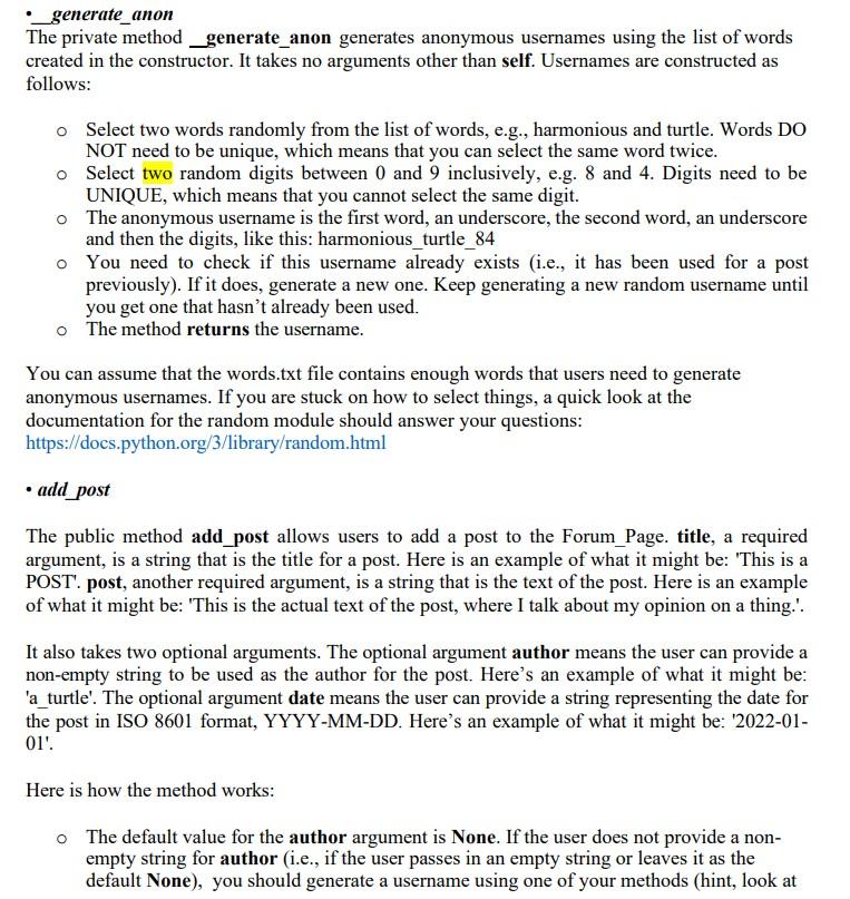 Solved -_generate_anon The private method___generate_anon | Chegg.com