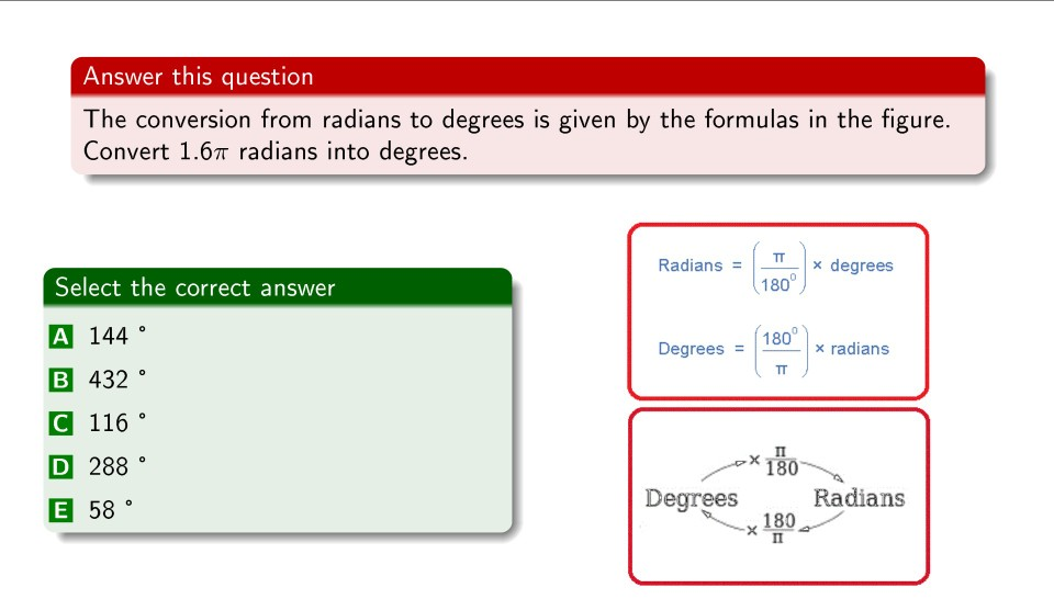 Solved Answer this question The conversion from radians to | Chegg.com
