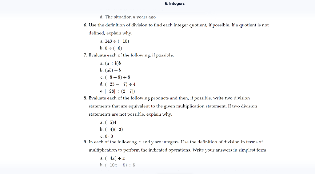 Solved 6. Use the definition of division to find each | Chegg.com