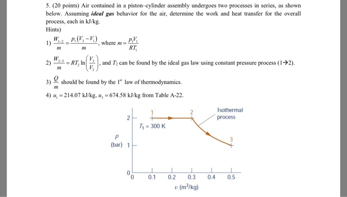Solved 5. (20 points) Air contained in a piston-cylinder | Chegg.com Solved 5. (20 points) Air contained in a piston-cylinder | Chegg.com