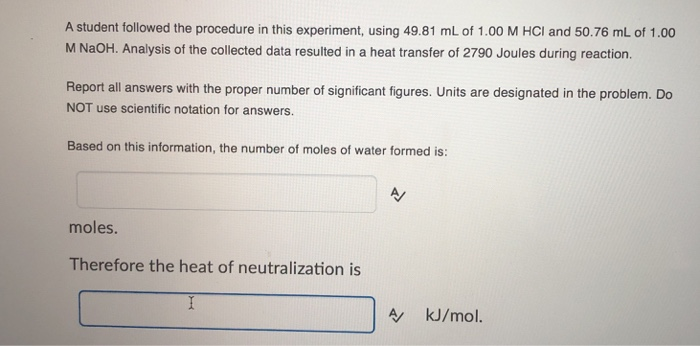 Solved A student followed the procedure in this experiment, | Chegg.com