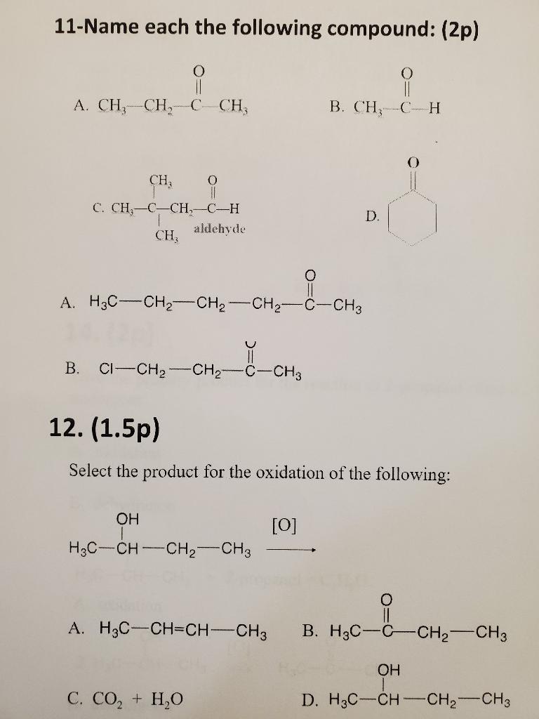 Solved 11-Name each the following compound: (2p) A. B. A. B. | Chegg.com