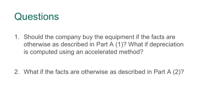 Solved Re-equipment Problems (A) Equipment Replacement The | Chegg.com