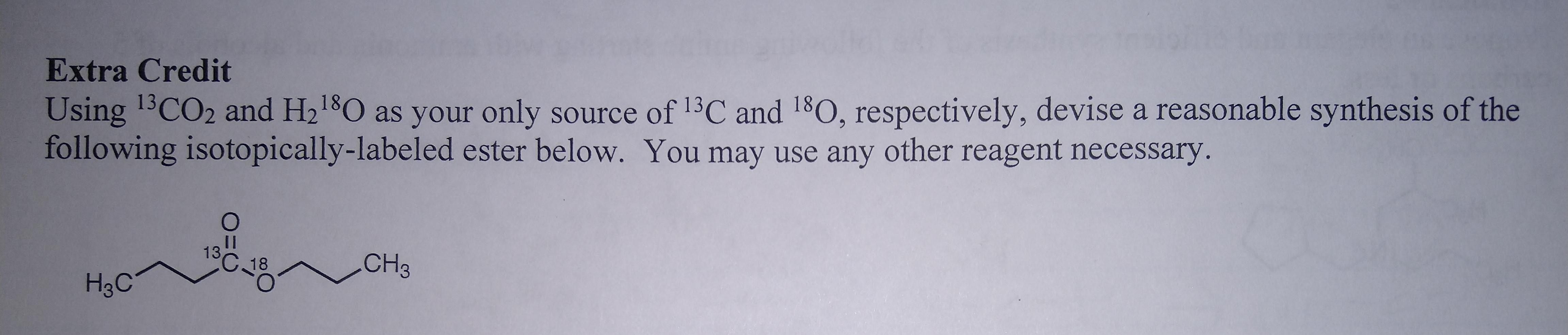 Solved Extra Credit Using 13CO2 and H218O as your only | Chegg.com
