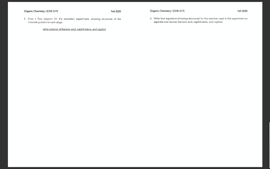 Solved Organic Chemistry (CHE 217) Fall 2020 Name: ID No. + | Chegg.com