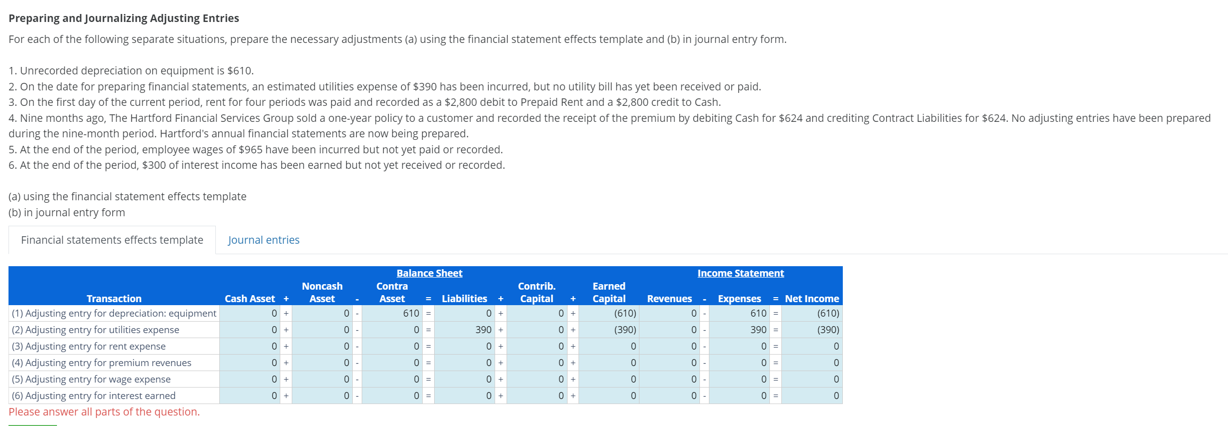 Solved Preparing and Journalizing Adjusting Entries For each | Chegg.com