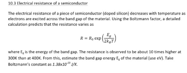 Solved Electrical resistance of a semiconductor The | Chegg.com