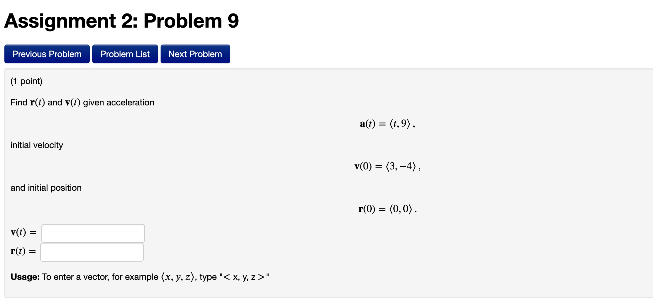 Solved Assignment 2 Problem 9 Previous Problem Problem List 2653