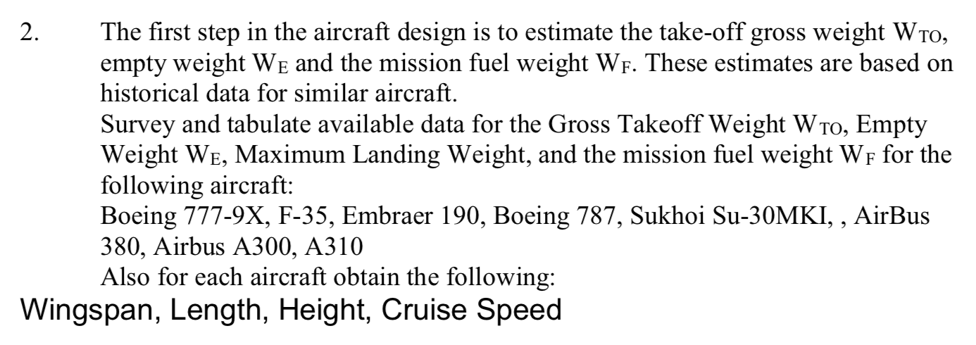 Solved 2. The first step in the aircraft design is to | Chegg.com