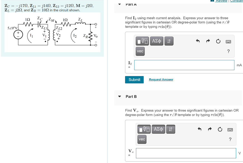 Solved ZC=−j17Ω, ZL1=j14Ω,ZL2=j12Ω, M=j2Ω, ZL=j2Ω, and | Chegg.com