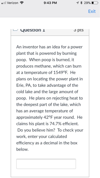 Solved Verizon 9:43 PM Exit uestion i 3 pts An inventor has | Chegg.com Solved Verizon 9:43 PM Exit uestion i 3 pts An inventor has | Chegg.com
