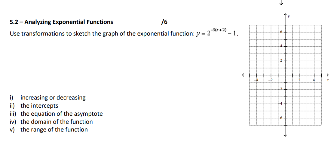Solved 5.2-Analyzing Exponential Functions /6 Use | Chegg.com