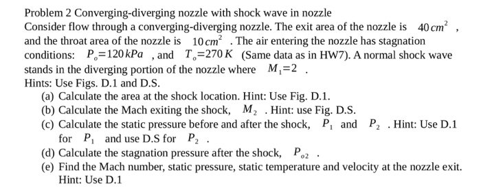 Problem 2 Converging-diverging nozzle with shock wave | Chegg.com