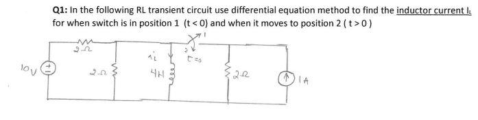 Solved Q1: In the following RL transient circuit use | Chegg.com
