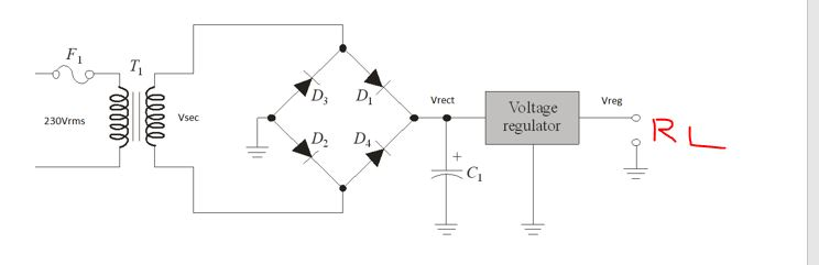 Vrect should be 1,3Vdc higher than Vreg. Line | Chegg.com