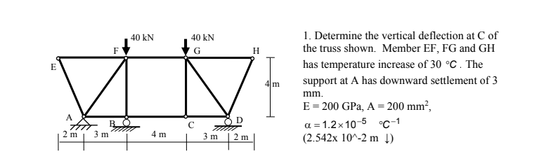 Solved 1. Determine the vertical deflection at C of the | Chegg.com