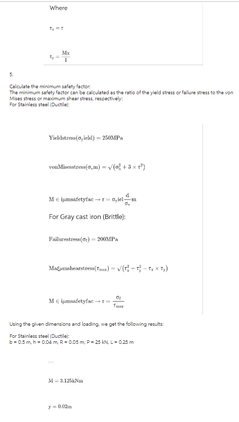 Compare these hand calculations of the safety factor | Chegg.com